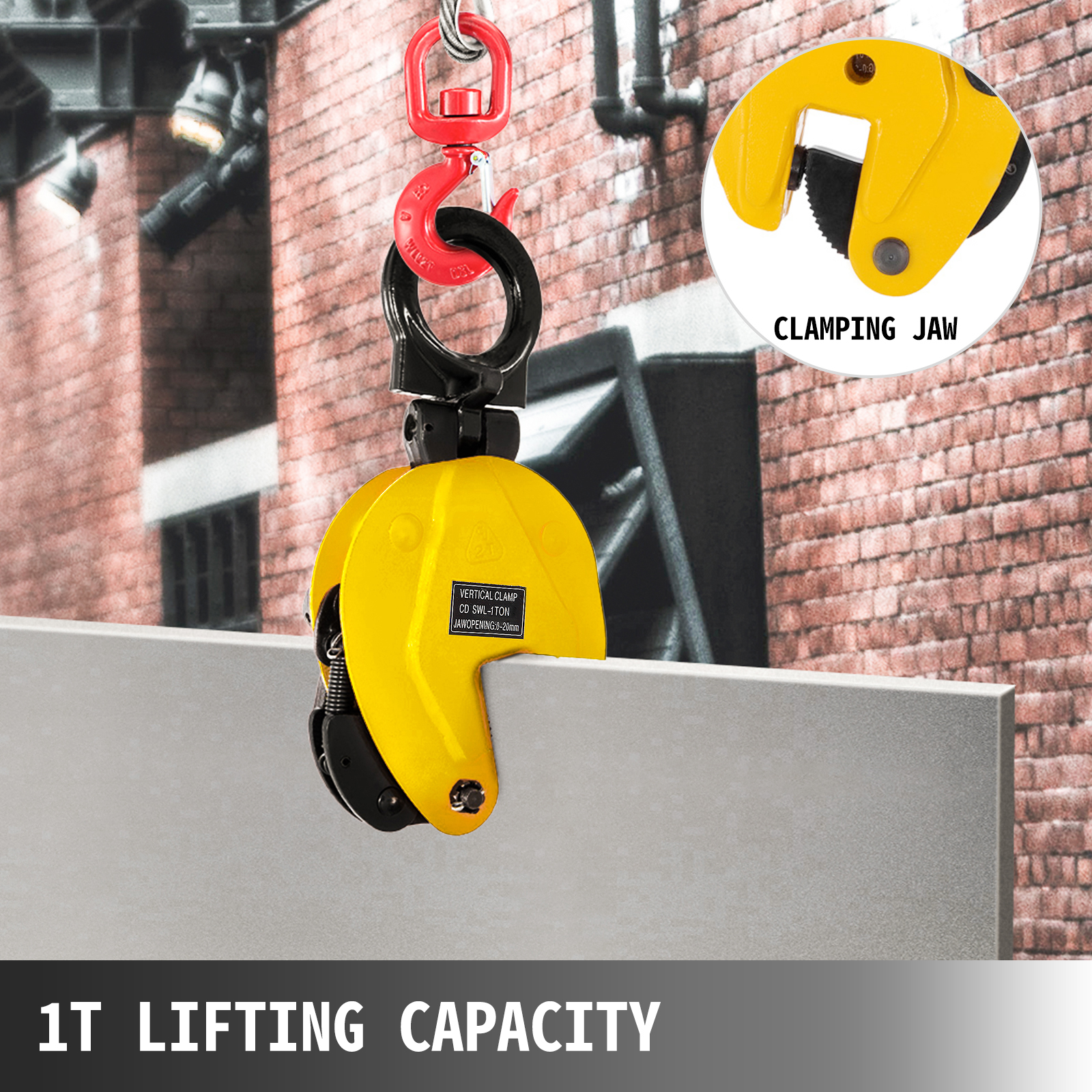 VEVOR 1T Vertical Plate Lifting Clamp Grab Clamp Dog Steel Lift Grip ...