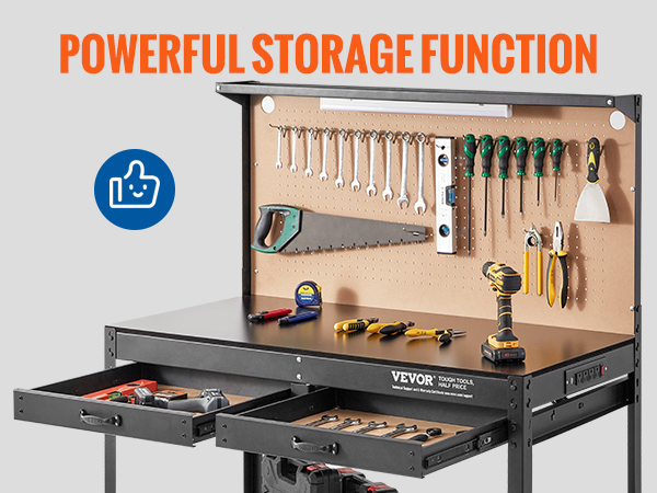 VEVOR Workbench A3 Steel Work Bench For Garage max. 1500W Heavy Duty ...