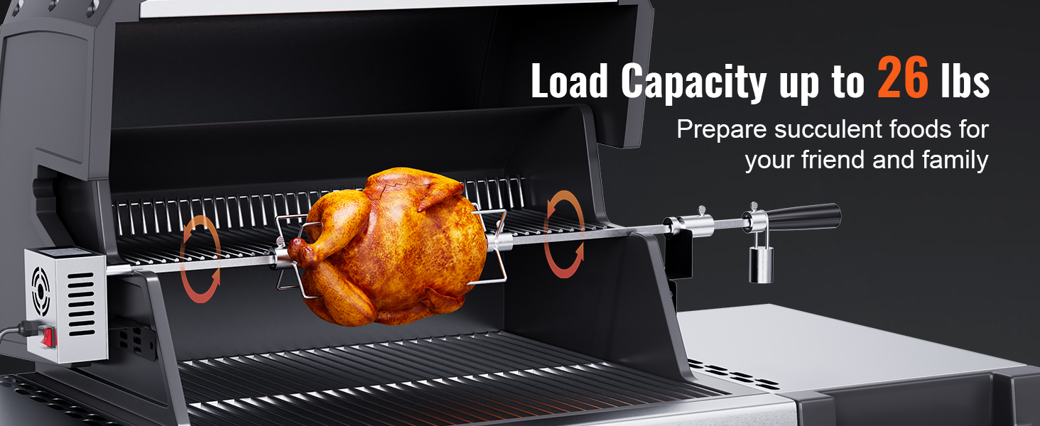 VEVOR Universal Grill Rotisserie Kit for Grills, Electric BBQ Grill ...