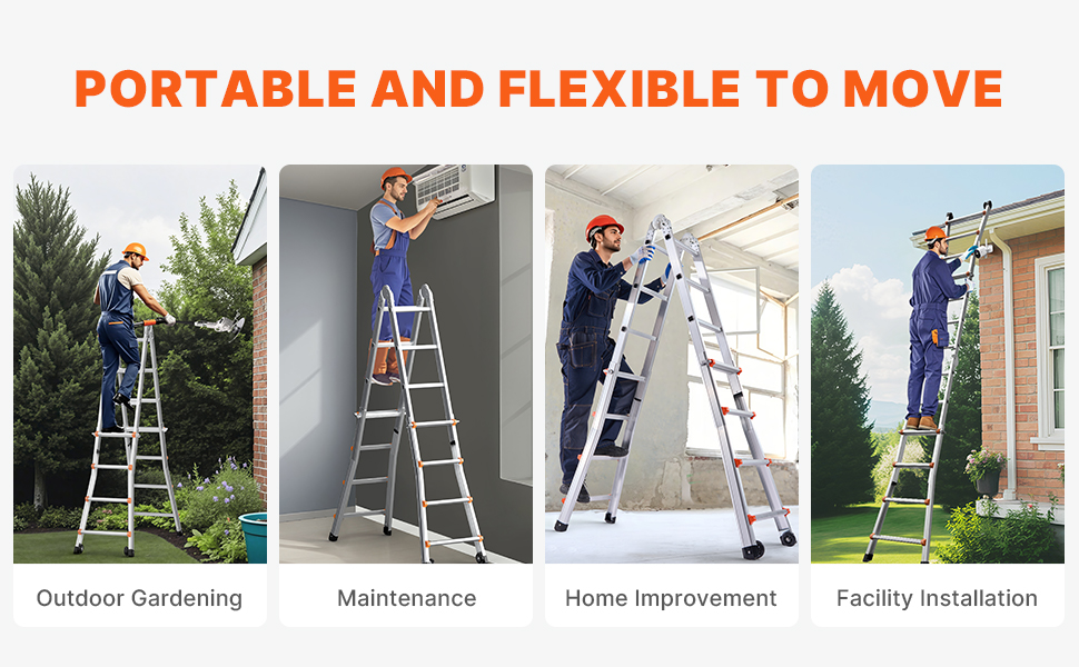 VEVOR telescopische ladder A-frame trap vouwladder opsteekladder 4m ...