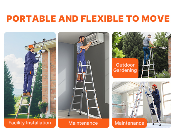 VEVOR telescoopladder A-frame vouwladder trap multifunctionele ladder ...
