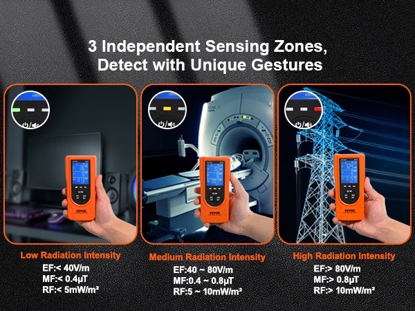 VEVOR 3-in-1 EMF Meter, 5Hz - 3.5GHz, Handheld Rechargeable ...