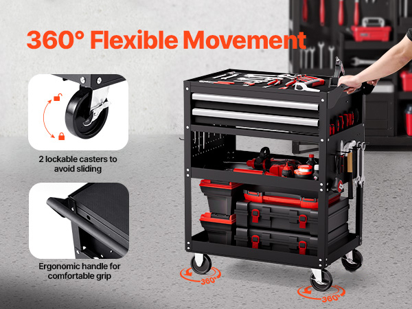 VEVOR 5-Tier Tool Cart on Wheels 400 lb Rolling Work Cart with Drawer ...