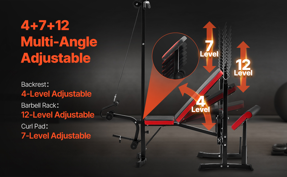 Weight Bench Sit up Bench for Home Gym Strength Training Workout ...
