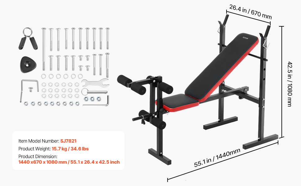 Weight Bench Sit up Bench for Home Gym Strength Training Adjustable ...