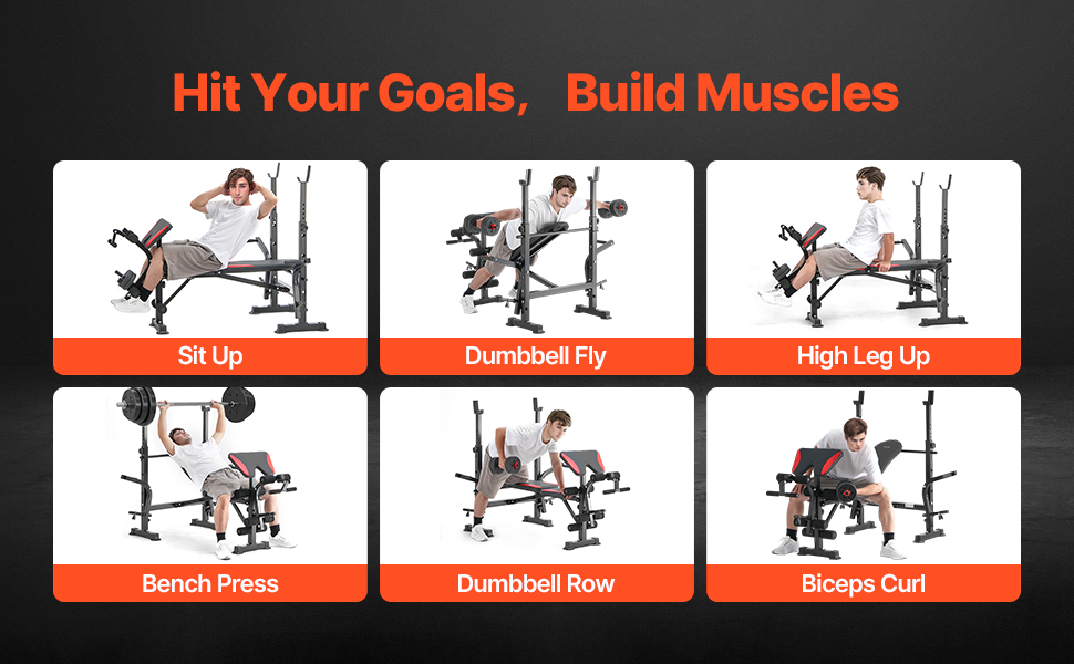 Weight Bench Sit up Bench for Home Gym Strength Training Adjustable ...