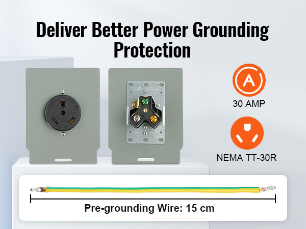 VEVOR 30 Amp RV Power Outlet Box, 125/250 Volt, Enclosed Lockable ...