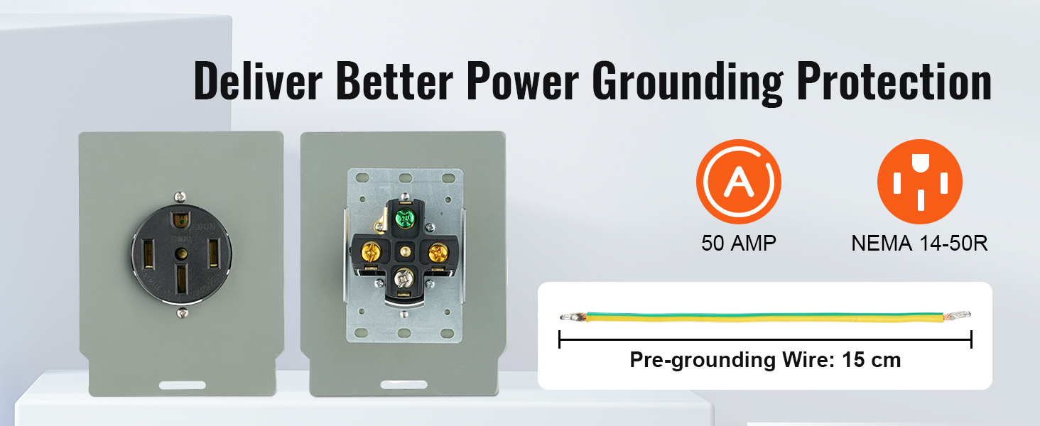 VEVOR 50 Amp RV Power Outlet Box, 125/250 Volt, Enclosed Lockable ...