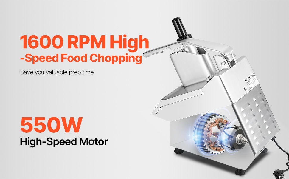 Food Processor Vegetable Chopper w/ 6 Blades Food-Grade Stainless Steel ...
