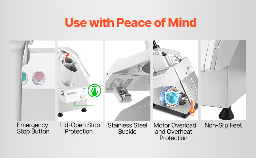 Food Processor Vegetable Chopper w/ 6 Blades Food-Grade Stainless Steel ...