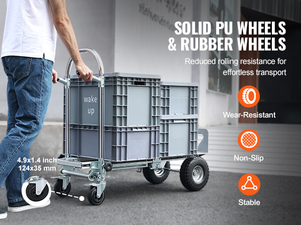 VEVOR Aluminum Hand Truck, 2 in 1, 1000 lbs Load Capacity, Heavy Duty ...