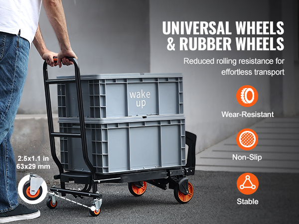 VEVOR Aluminum Hand Truck, 2 in 1, 300 lbs Load Capacity, Heavy Duty ...