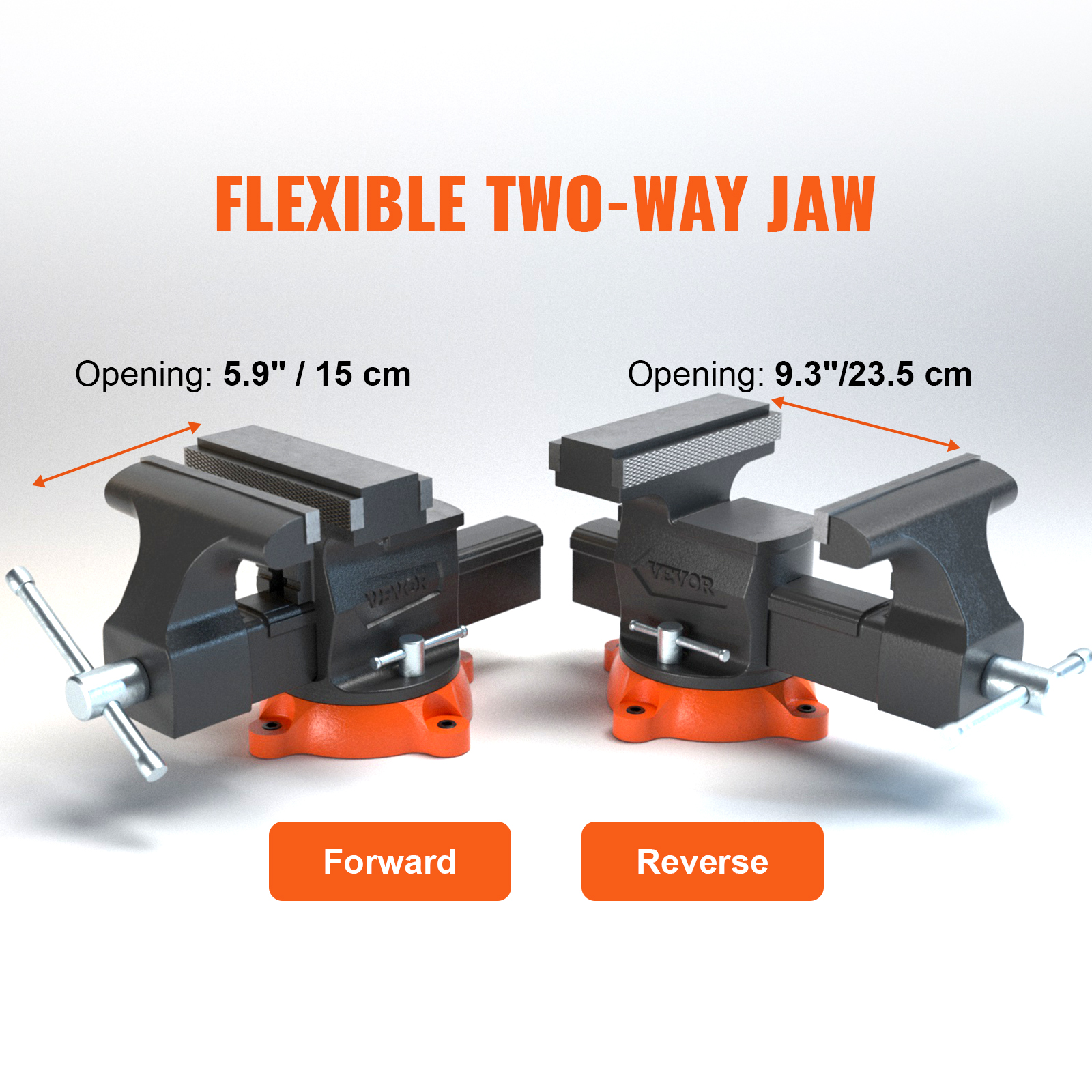 VEVOR Bench Vise, 6.5" Jaw Width 6.5" Forward &9.3" Reverse Opening ...