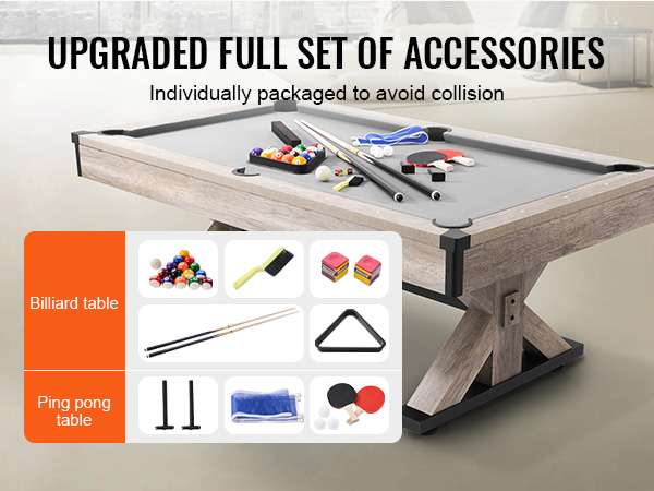 VEVOR Billiards Table Combo Set, 7ft 3-in-1 Multi Game Table with ...