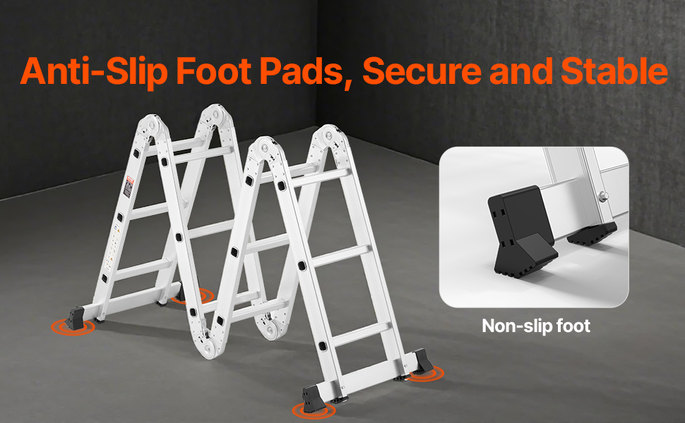 Multi-Purpose Folding Ladder 7-in-1 3 Step 12ft Reach Height for Work ...