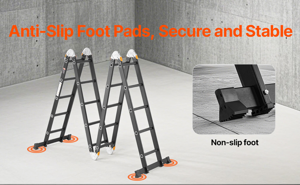 Multi-Purpose Folding Ladder 7-in-1 5 Step 19ft Reach Height for Work ...