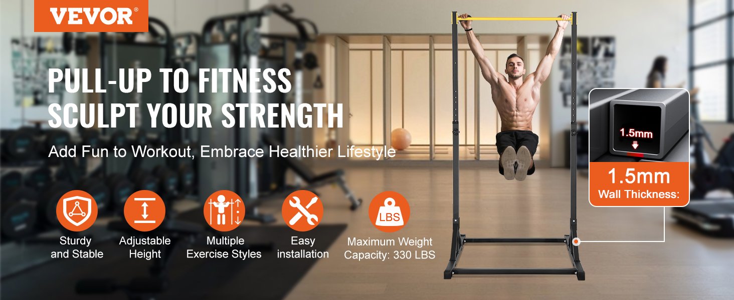 VEVOR Power Tower Pull Up Bar Station, Multi-Function Dip Station with ...