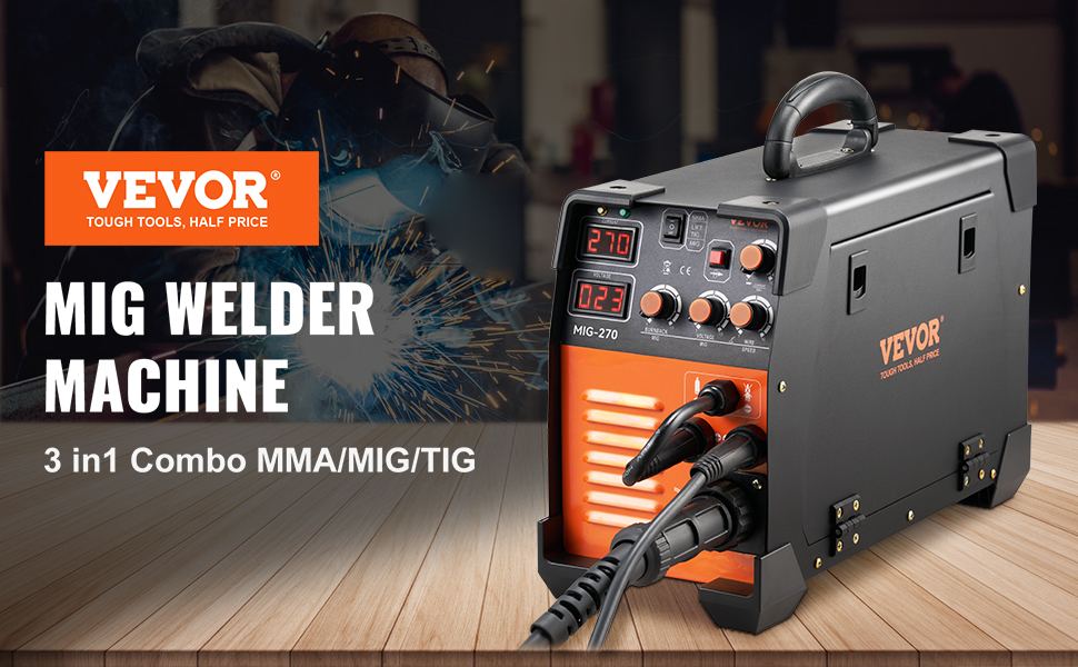 VEVOR Mig Welder Welding Machine 270A MIG MMA TIG 3 In 1 Welder Combo ...