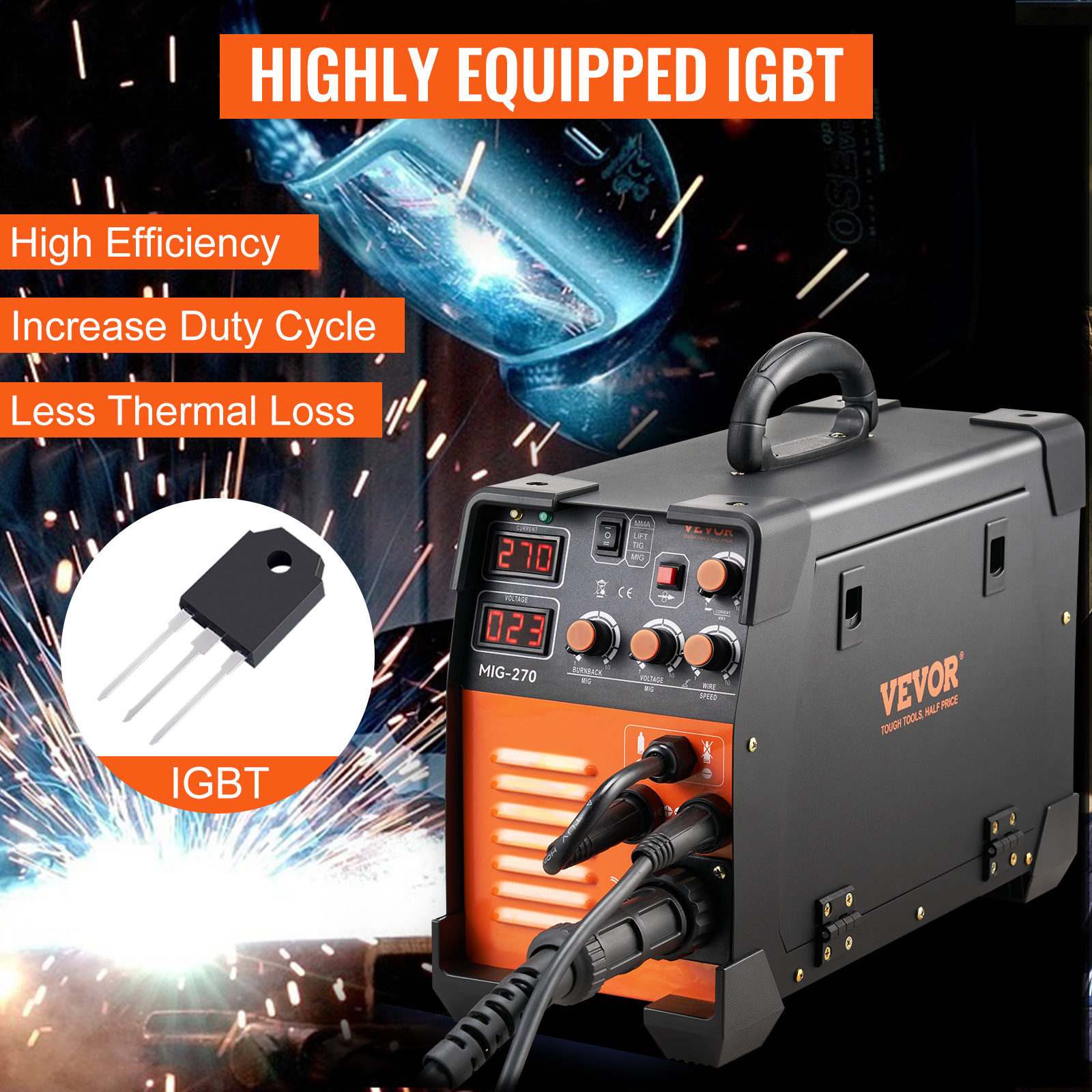 Vevor Mig Welder Welding Machine MIG-270 MIG MMA TIG IGBT DC Inverter ...