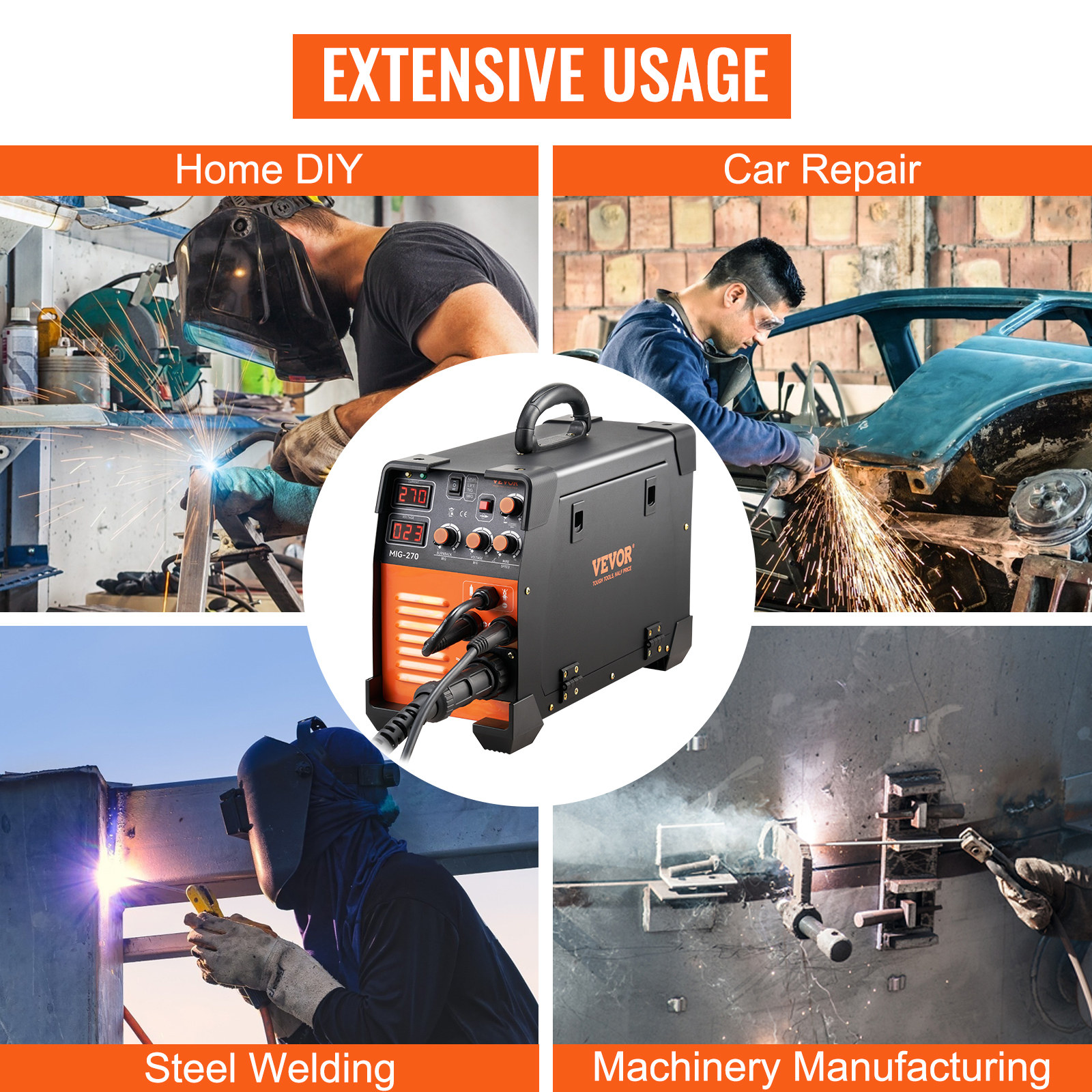 Vevor Mig Welder Welding Machine MIG-270 MIG MMA TIG IGBT DC Inverter ...