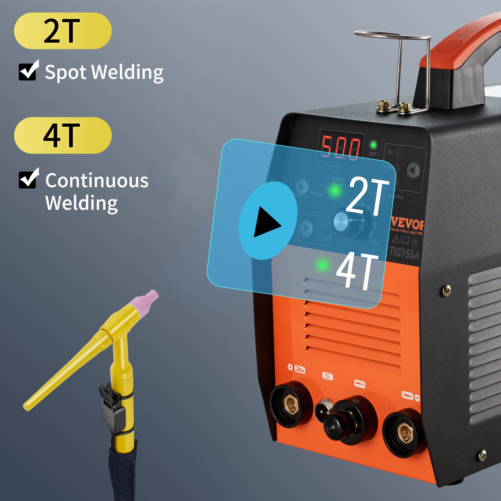 VEVOR TIG Welder 3 in 1, 110V High Frequency TIG/Stick/Clean Welding ...