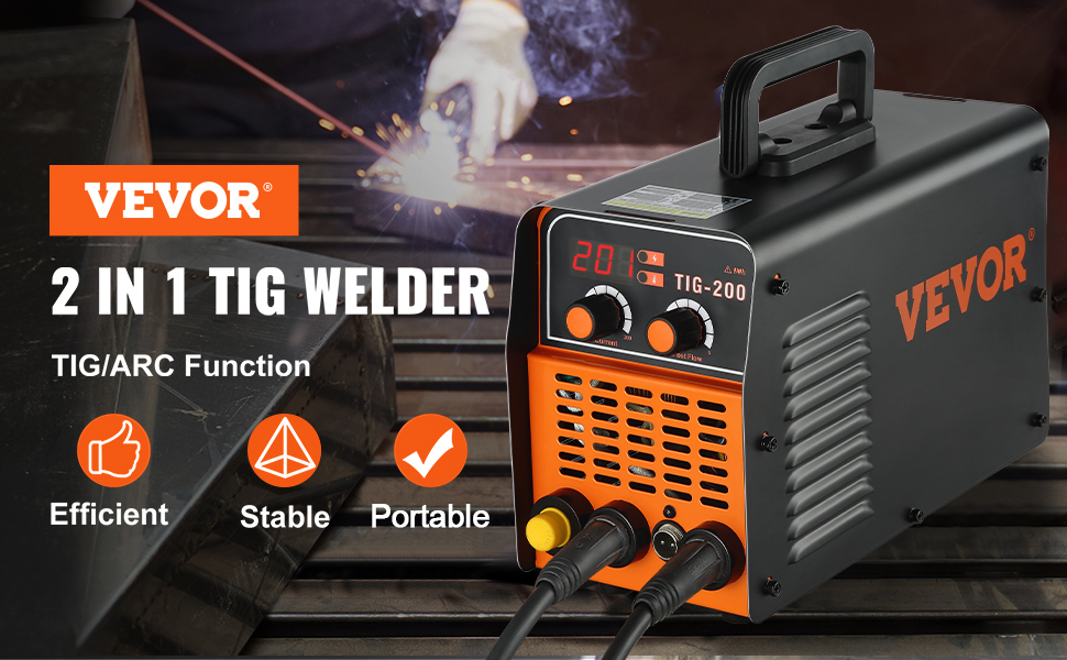 VEVOR TIG-200C, 200 Amp TIG/MMA ARC 2-in-1 Welder HF IGBT DC Inverter ...