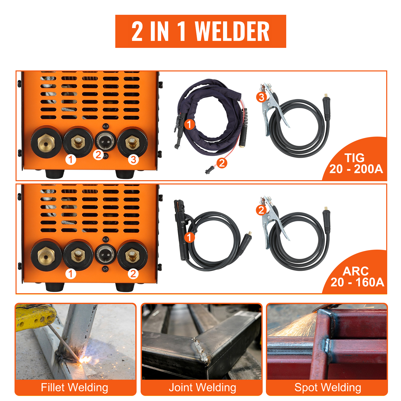 VEVOR TIG-200C, 200 Amp TIG/MMA ARC 2-in-1 Welder HF IGBT DC Inverter ...
