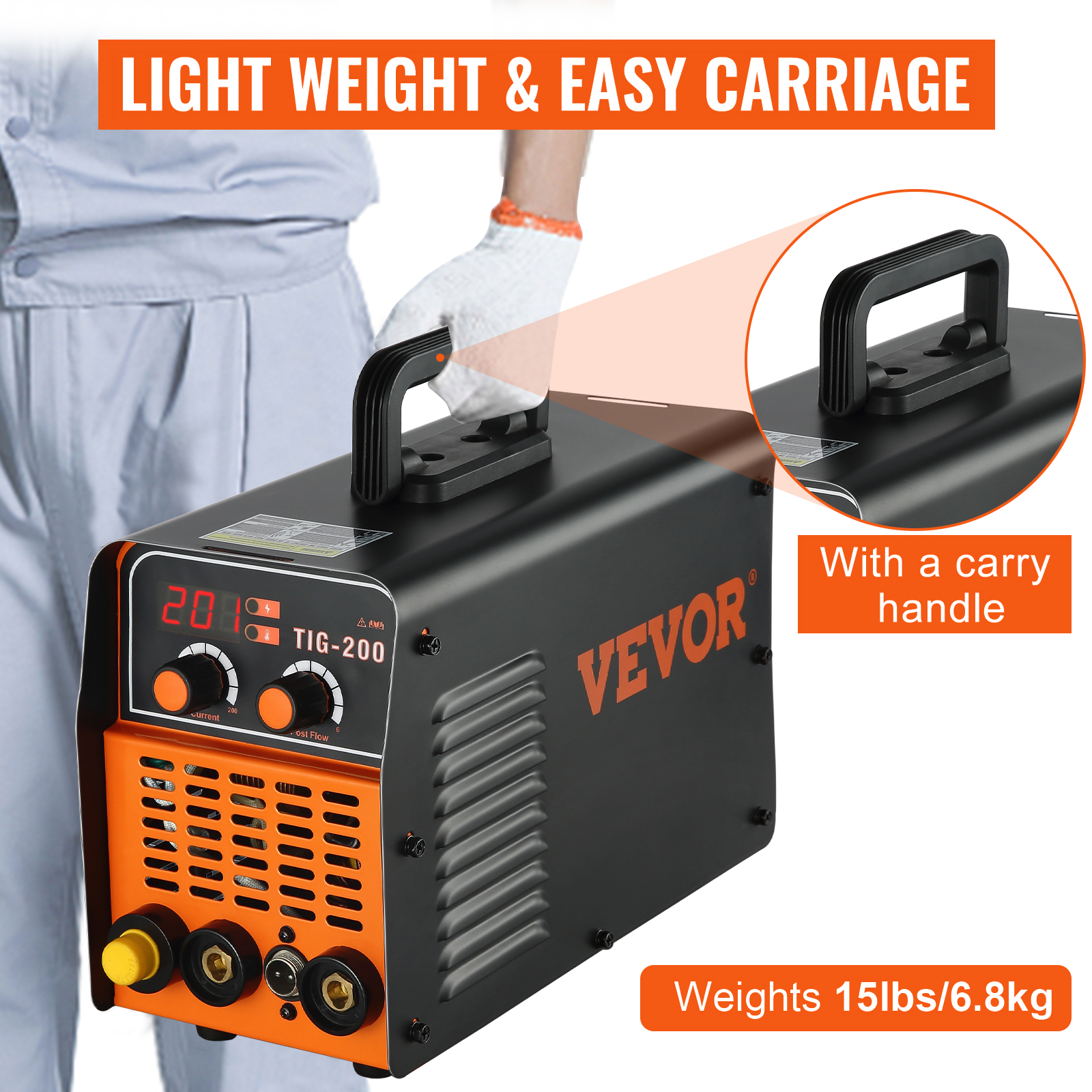 VEVOR TIG-200C, 200 Amp TIG/MMA ARC 2-in-1 Welder HF IGBT DC Inverter ...