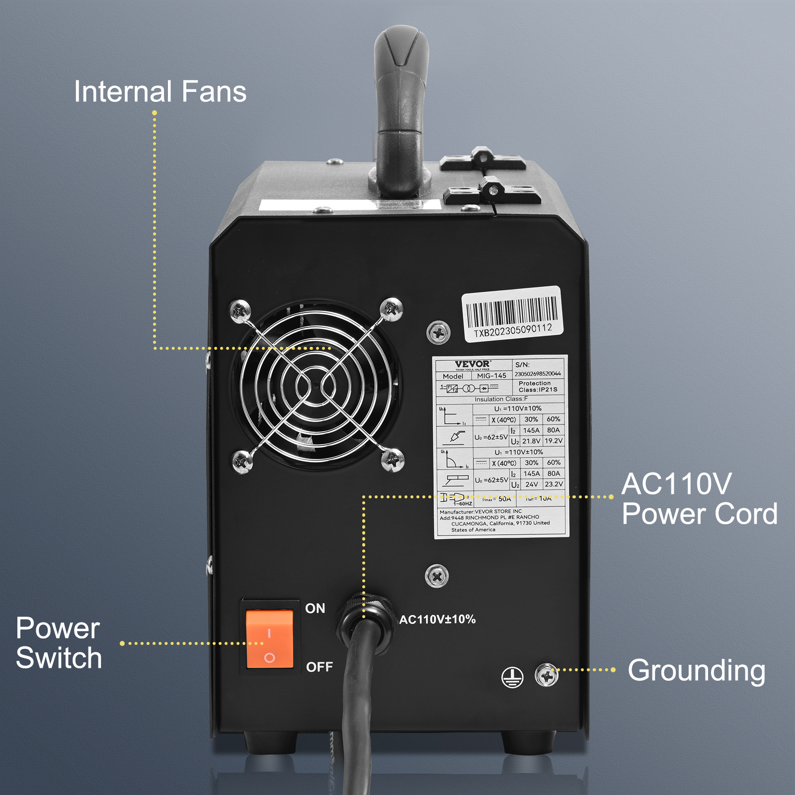 VEVOR 145Amp MIG Welder, Welding Machine 3 in 1, 110 V Flux Core ...