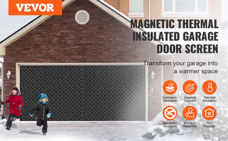 VEVOR Garage Door Screen for Winter 16.3 x 7.15 ft Garage Door ...