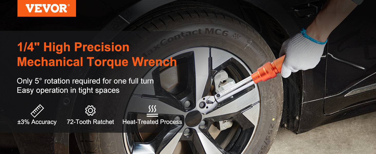 VEVOR Torque Wrench, 1/4-inch Drive Click Torque Wrench 20-200in.lb/3 ...