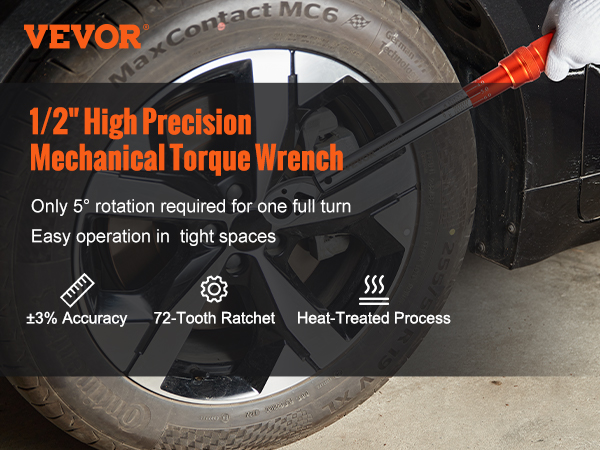 VEVOR Torque Wrench, 1/2-inch Drive Click Torque Wrench 10-150ft.lb/14 ...