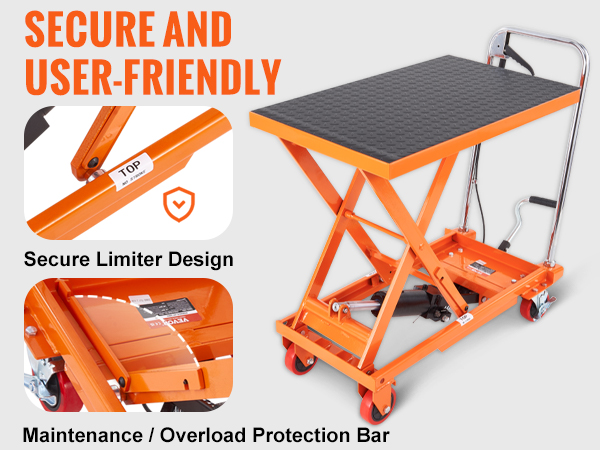 VEVOR Hydraulic Lift Table Cart, 500lbs Capacity 28.5" Lifting Height ...