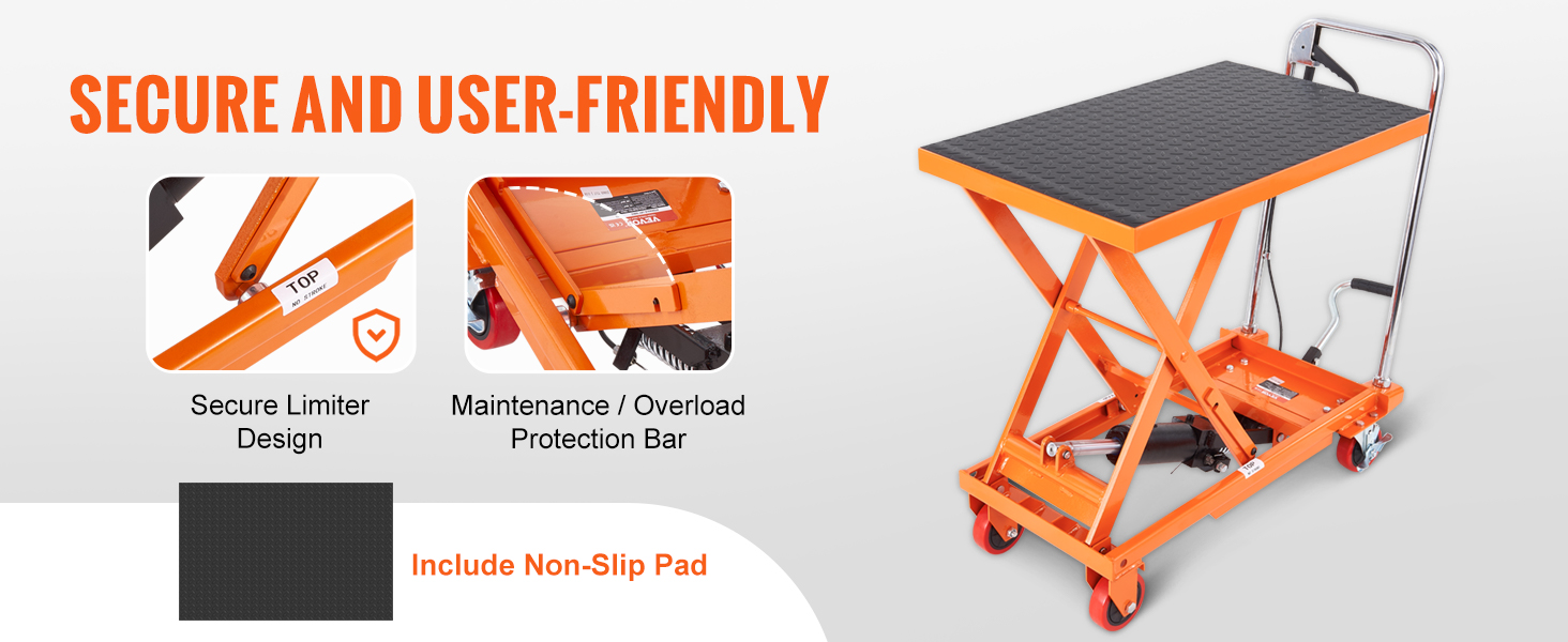 VEVOR Hydraulic Lift Table Cart, 500lbs Capacity 28.5" Lifting Height ...