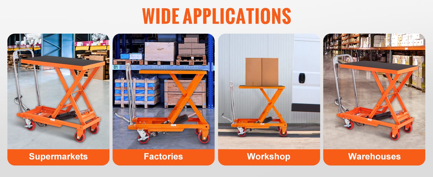 VEVOR Hydraulic Lift Table Cart, 500lbs Capacity 28.5" Lifting Height ...