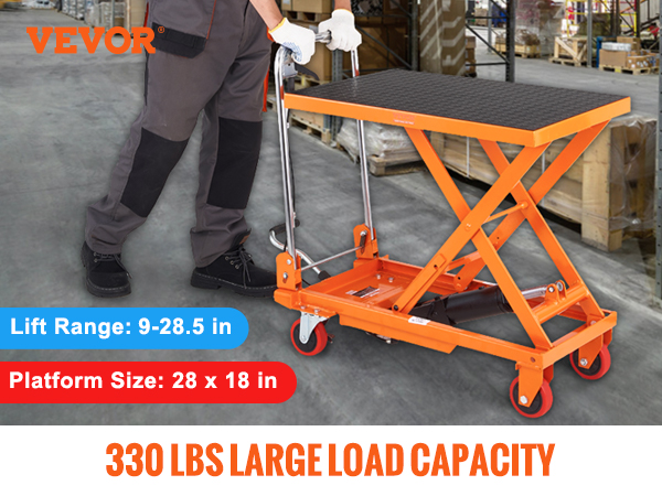 VEVOR Hydraulic Lift Table Cart, 330lbs Capacity 28.5" Lifting Height ...