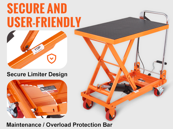 VEVOR Hydraulic Lift Table Cart, 330lbs Capacity 28.5" Lifting Height ...