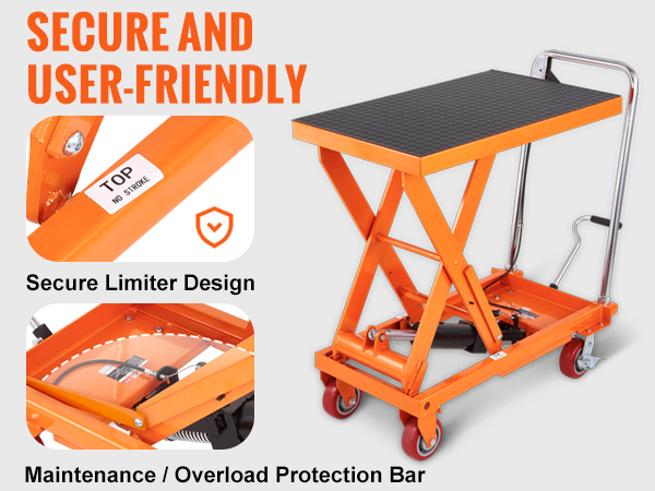 VEVOR Hydraulic Lift Table Cart, 1100lbs Capacity 35.4" Lifting Height ...