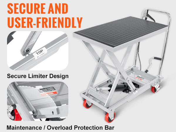 VEVOR Hydraulic Lift Table Cart, 500lbs Capacity 28.5" Lifting Height ...