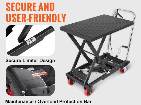 VEVOR Hydraulic Lift Table Cart, 330lbs Capacity 28.5" Lifting Height ...