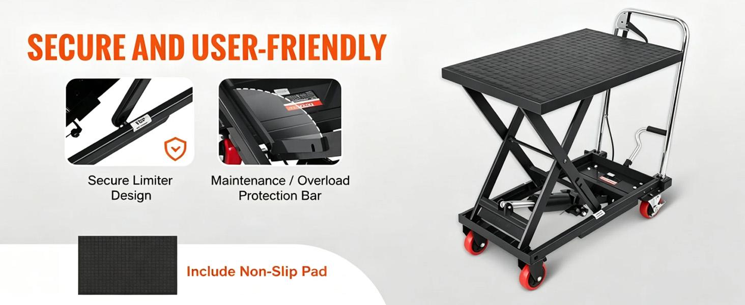 VEVOR Hydraulic Lift Table Cart, 330lbs Capacity 28.5" Lifting Height ...