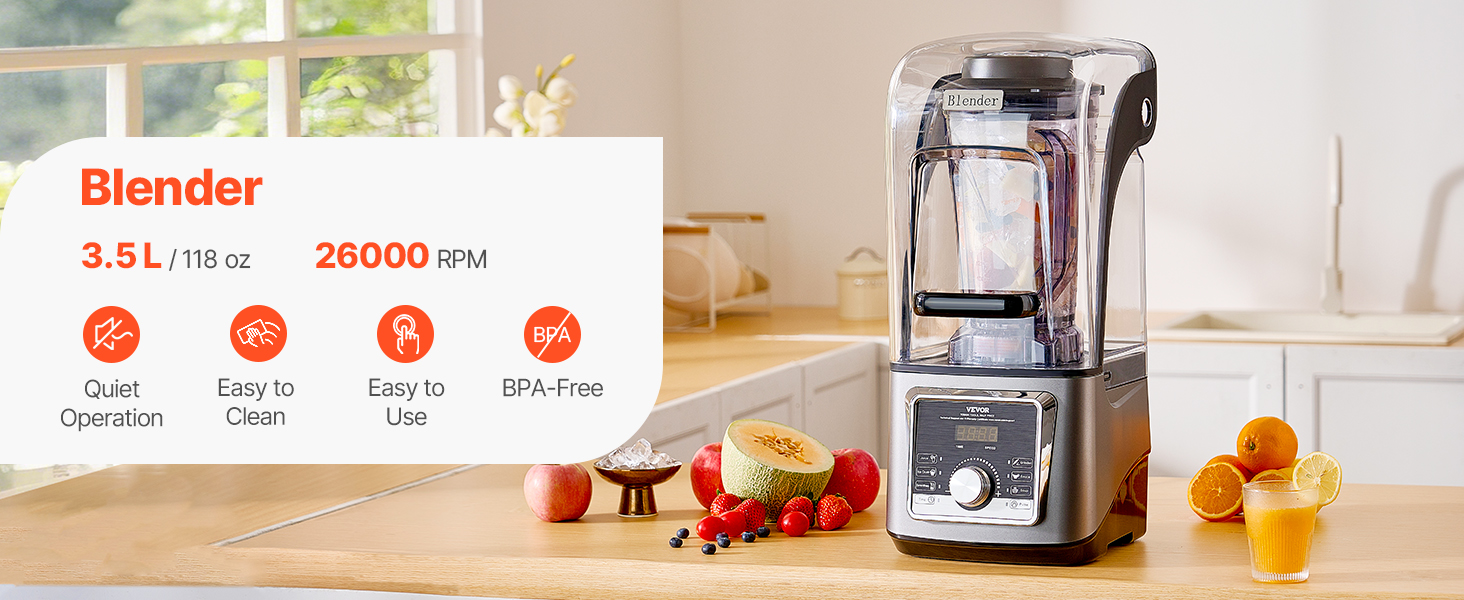 135 oz 1400W Blender for Smoothies Food Processing Blender for Kitchen ...