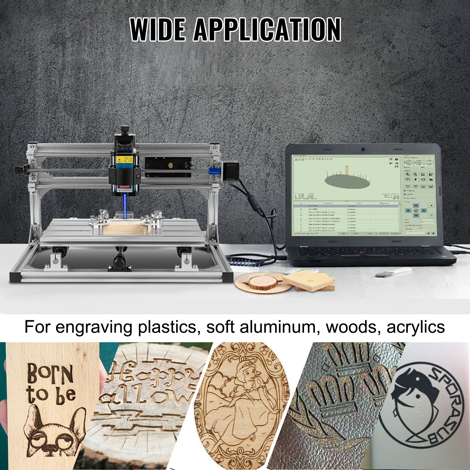 Vevor CNC 3018 DIY 3 Axis Engraver Kit With 500mw Laser Engraver ...
