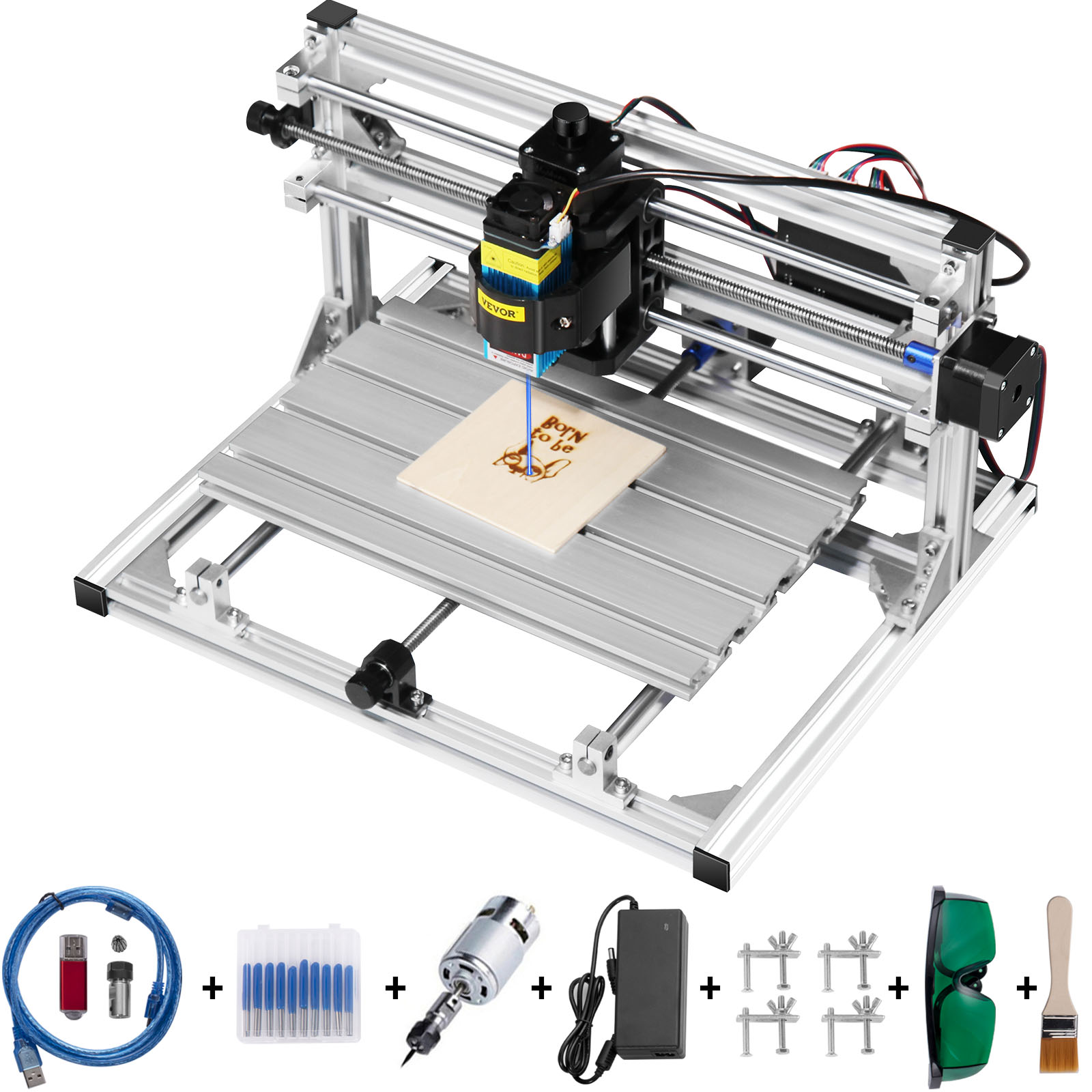 Vevor CNC 3018 DIY 3 Axis Engraver Kit With 5500mw Laser Engraver ...