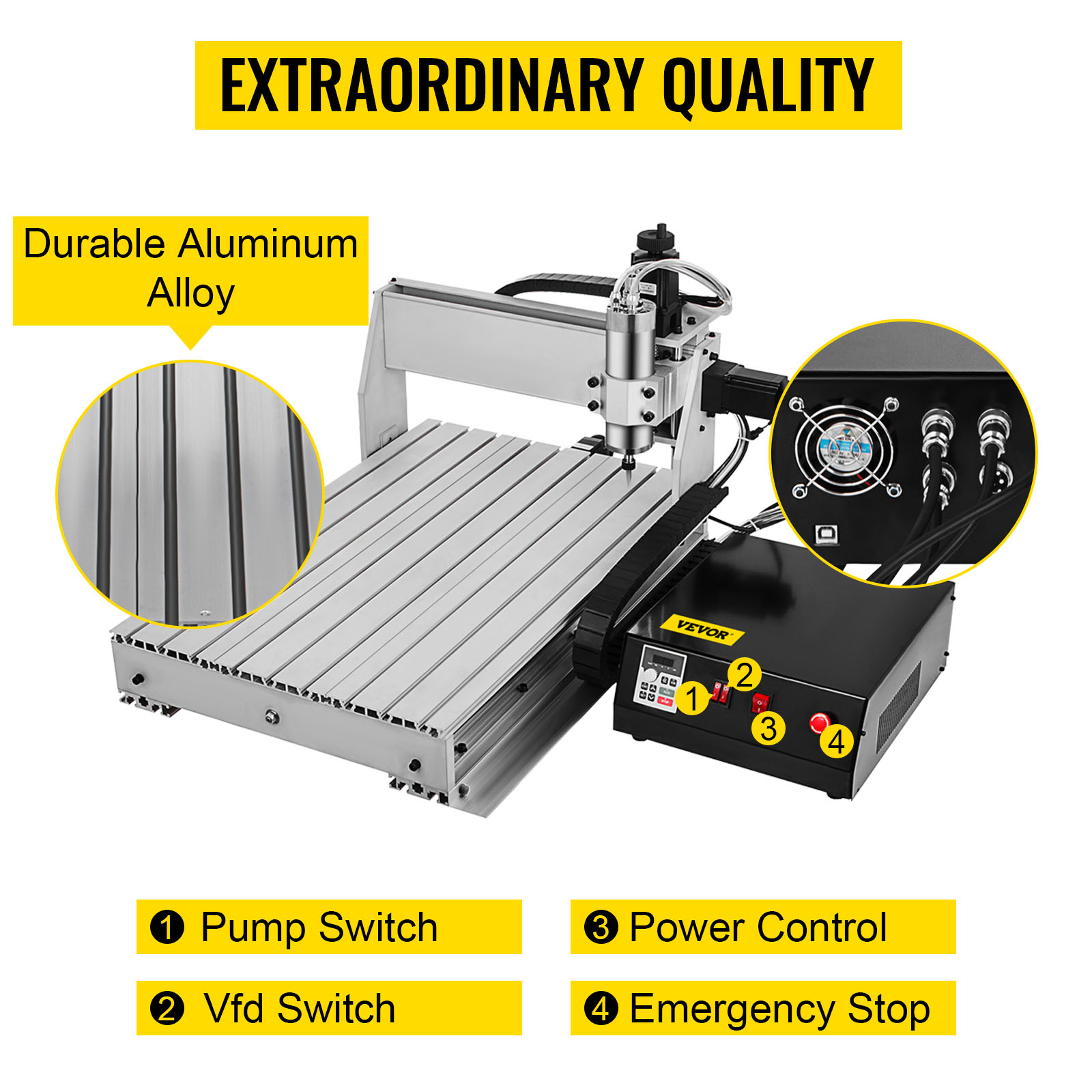 VEVOR CNC Router 6040 4 Axis CNC Router Machine 600x400mm CNC Router ...