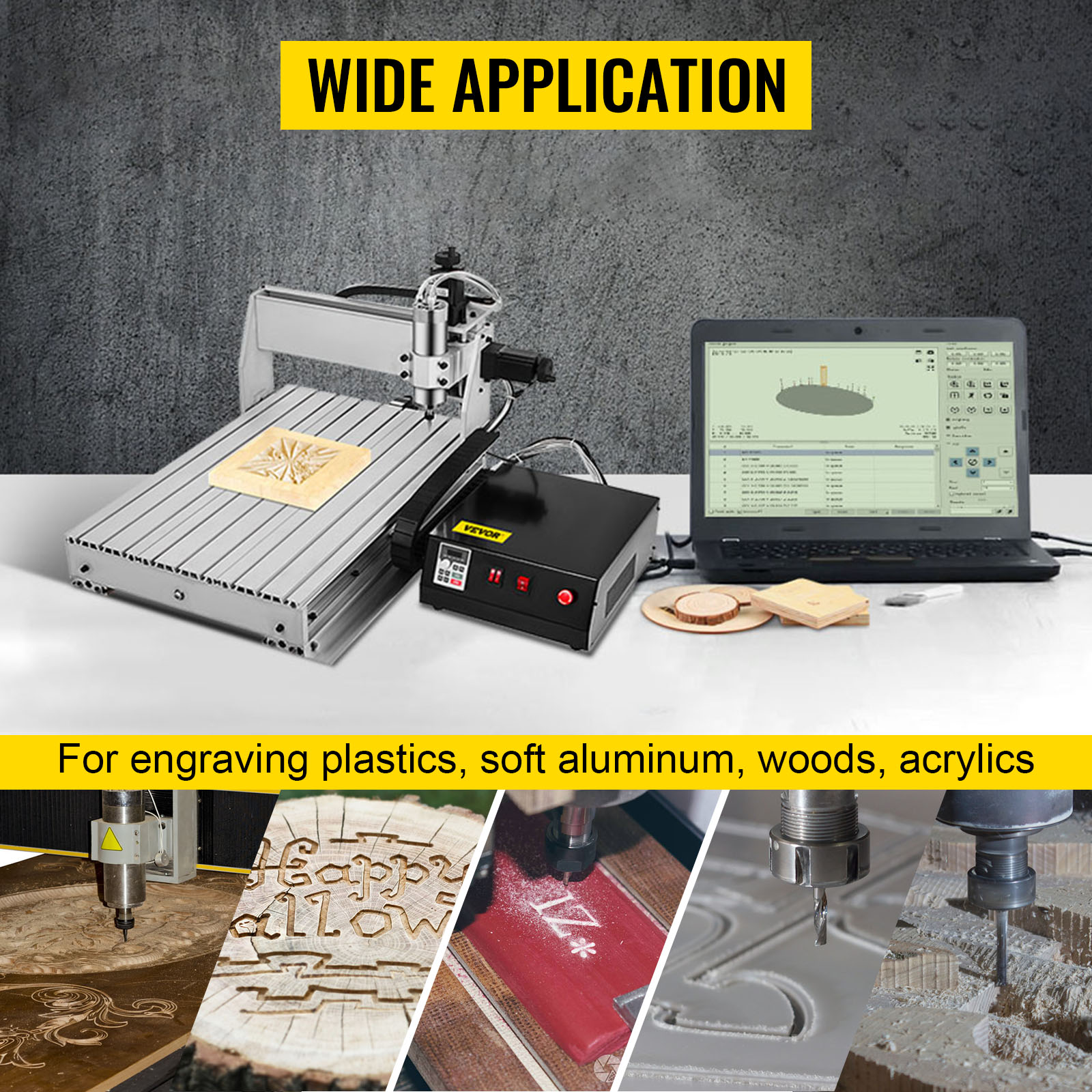 VEVOR CNC Router 6040 4 Axis CNC Router Machine 600x400mm CNC Router ...
