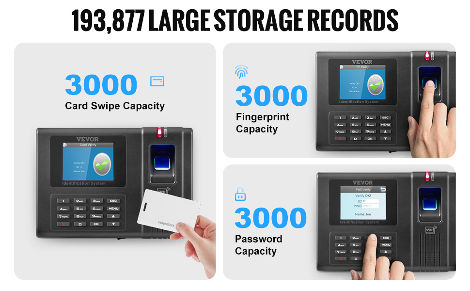 VEVOR Time Clock, Employee Attendance Machine with Fingerprint, RFID ...