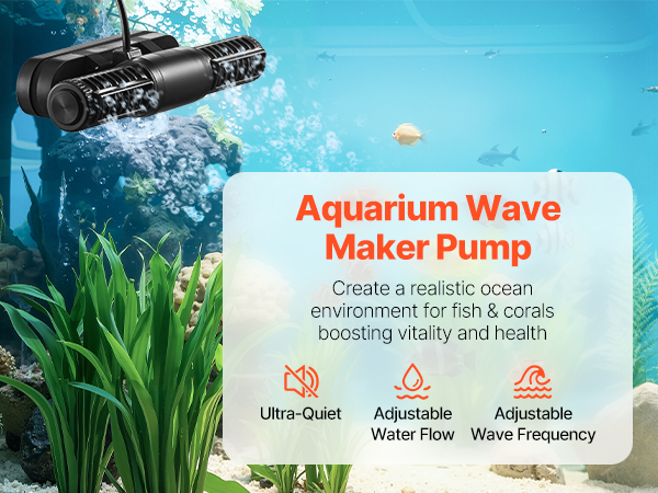 Aquarium Wave Maker Adjustable Cross Flow Pump with Controller 25W 1428 ...
