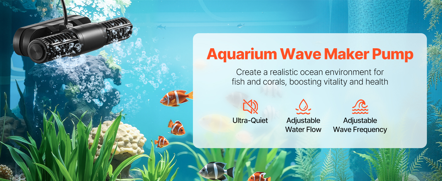 Aquarium Wave Maker Adjustable Cross Flow Pump with Controller 25W 1428 ...