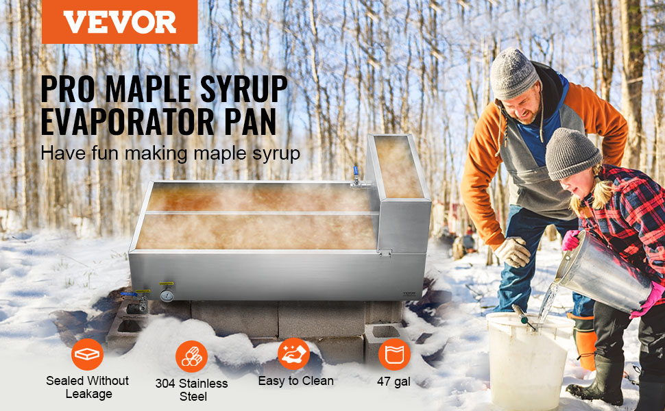 VEVOR Maple Syrup Evaporator Pan 304 Stainless Steel with Valves and ...